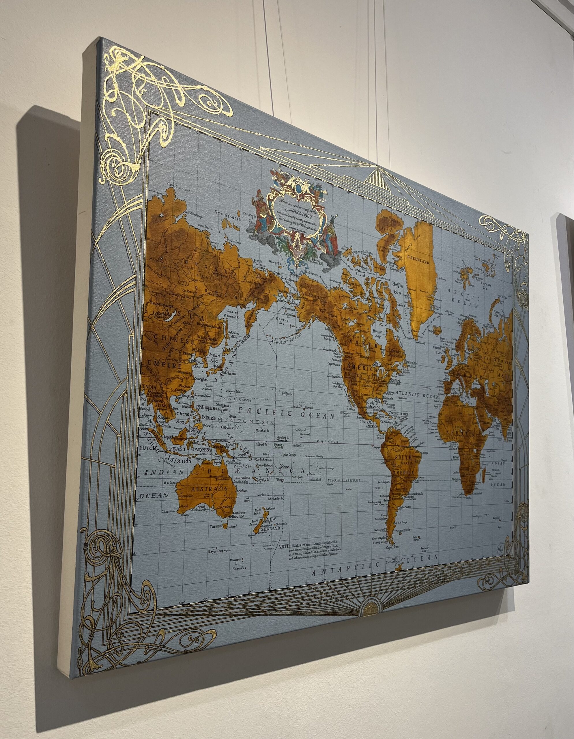 1902 Americacentric Map of the World by Marco Araldi - London ...