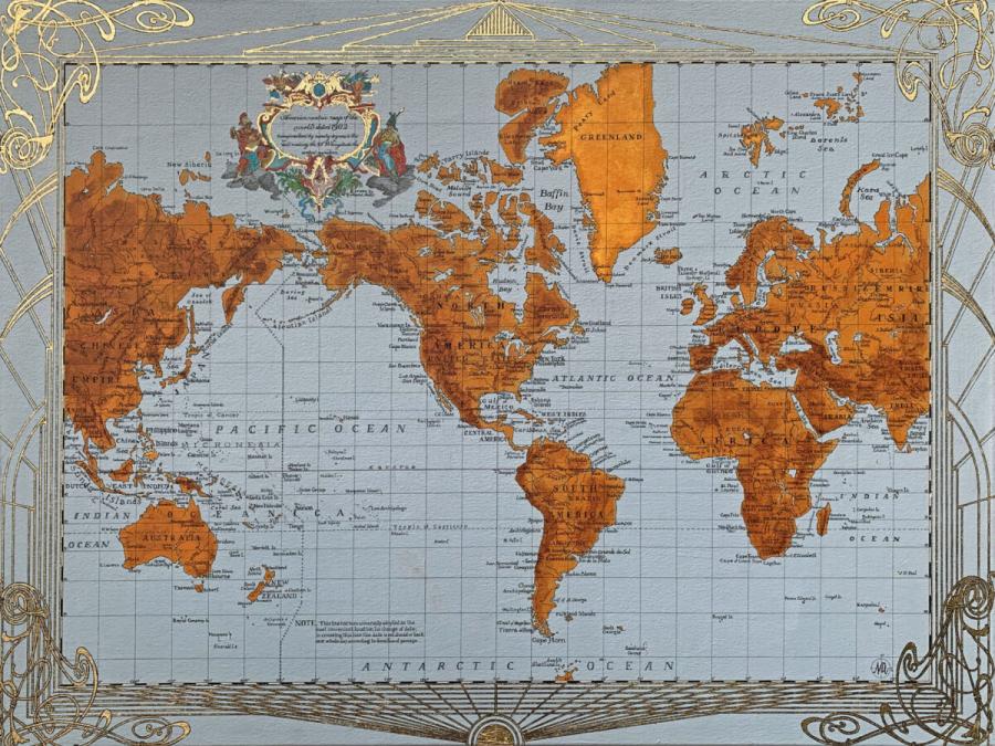1902 Americacentric Map of the World by Marco Araldi - London ...